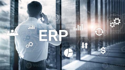 Erp System Enterprise Resource Planning On Blurred Background