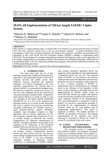 Matlab Implementation Of 128 Key Length Safer Cipher System Pdf Programming Languages