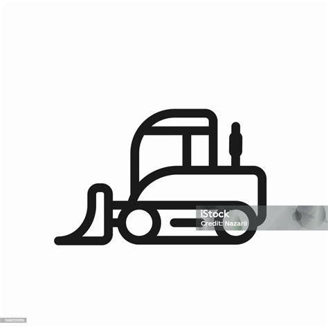 크롤러 도저 라인 아이콘입니다 스키드 스티어 로더 지구 이동 장치 및 건설 기계 기호 개념에 대한 스톡 벡터 아트 및 기타 이미지 개념 건설 기계류 건설 현장