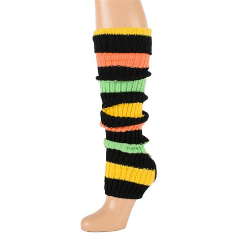 Striped Chunky Rib Knitted Leg Warmers Ebay