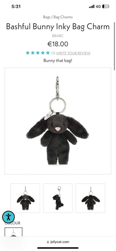 Jellycat Bashful Bunny Inky Bag Charm Hobbies Toys Toys Games On Carousell