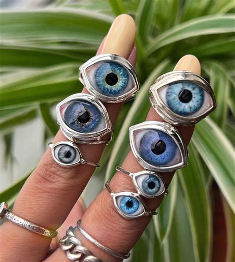 Awakening Eye Ring Glass Eye Ring Eye Jewelry Evil Eye Ring Wire Wrapped Ring Oddities Jewelry