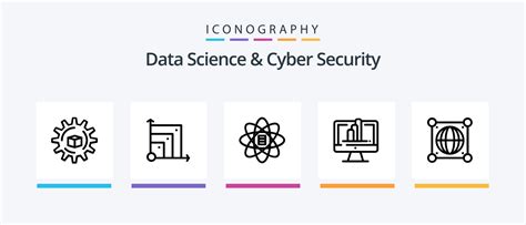 Data Science And Cyber Security Line 5 Icon Pack Including Keyboard Scince 3d Share Data