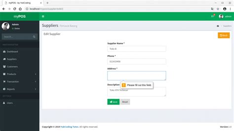 tambah dan edit data supplier dengan 1 form ci [15] yukcoding