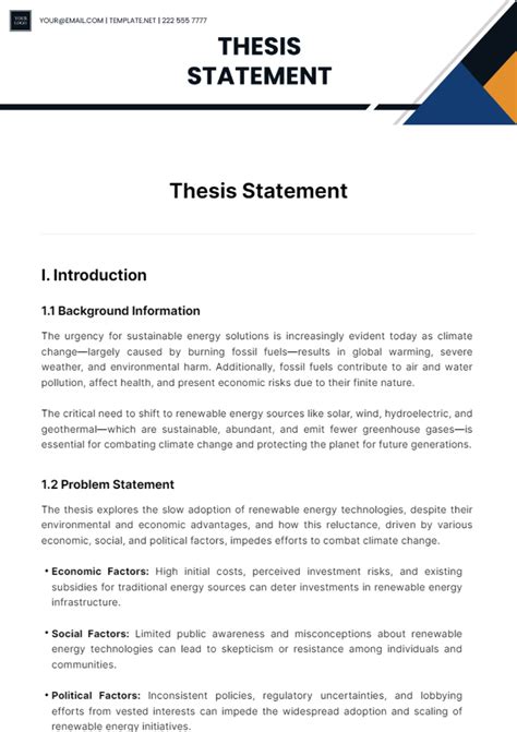 Free Thesis Statement Templates To Edit Online And Print