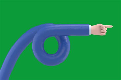 그린 스크린 모형 3d 추상 만화 캐릭터의 일러스트 레이 션 유연한 매듭 백인 손 손가락 포인팅 제스처 푸티지 및 클리핑 경로를위한 그린 스크린 3차원 형태에 대한 스톡