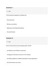 Cs Quiz Pdf Question Pts The Two General Categories Of Software Are Word And Excel