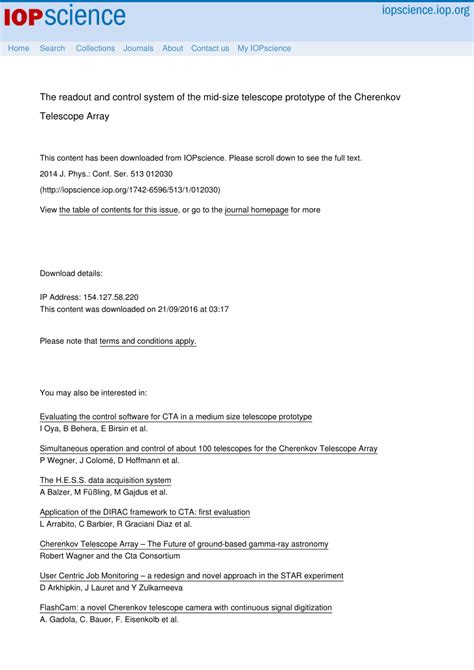 Pdf The Readout And Control System Of The Mid Size Telescope Prototype Of The Cherenkov
