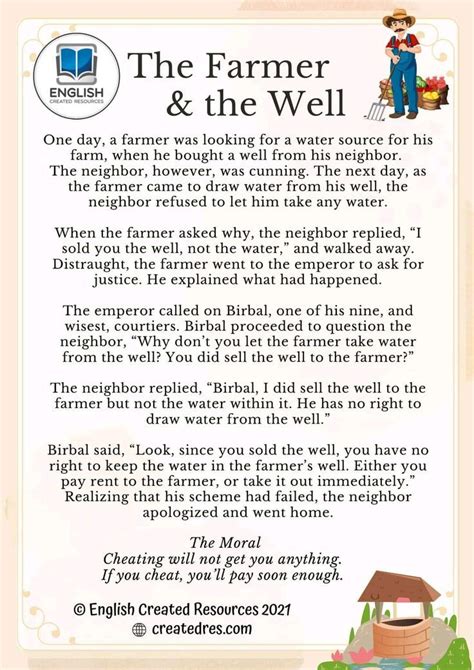 Short Moral Story The Farmer And The Well In Short Moral