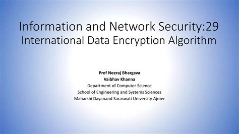 information and network security 29 international data encryption