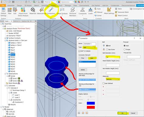 No Convergence Of Non Linear Model With Bolts Defined As Solids And Separation Contacts In