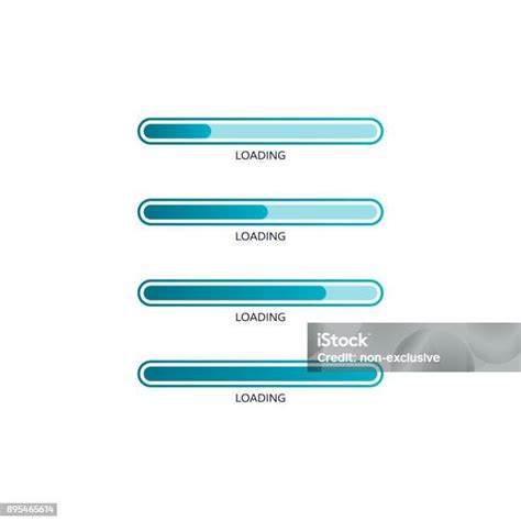 로딩 바 요소 아이콘입니다 크리에이 티브 웹 디자인 다운로드 타이머입니다 상태 로드 진행률입니다 벡터 일러스트 레이 션 흰색 배경에 고립 0명에 대한 스톡 벡터 아트 및