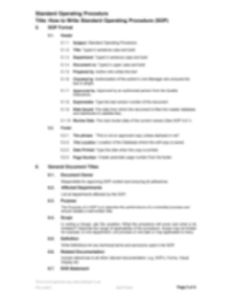 Solution Standard Operating Procedure Templates Studypool