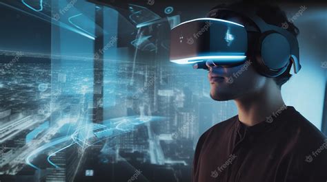 Premium Photo Futuristic Vr Headset In Cityscape