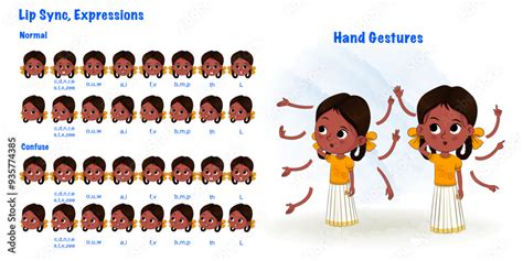 A Indian Girl Cartoon Character With Confuse Face Expression And Lip