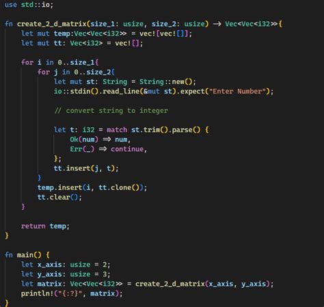 new to rust trying to create a 2d vector but facing one issue r rust