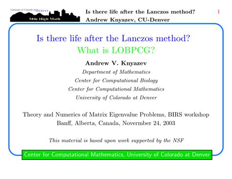 pdf is there life after the lanczos method