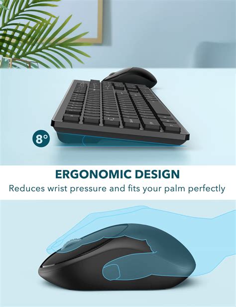 Mua Wireless Keyboard And Mouse Wisfox Usb Computer Keyboard With Silent Keys Long Battery