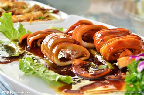烧汁鱿鱼摄影图 传统美食 餐饮美食 摄影图库 昵图网
