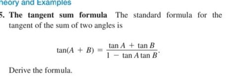 Solved Heory And Examples 5 The Tangent Sum Formula The Standard