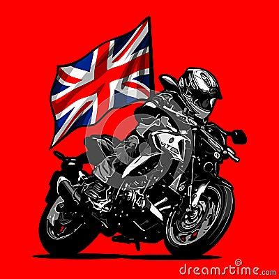 Naked Bike With British Flag Vector Illustration CartoonDealer