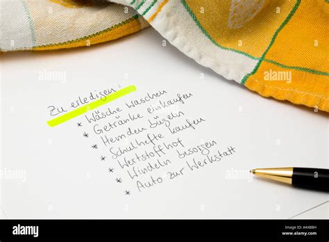 Task List Of A Housewife Stock Photo Alamy