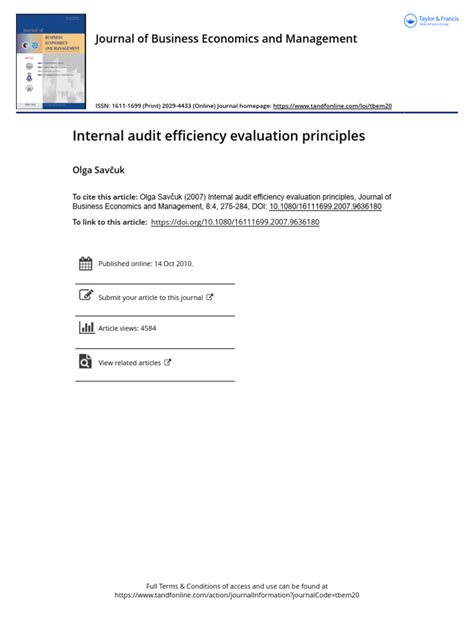 Internal Audit Efficiency Evaluation Principles Pdf