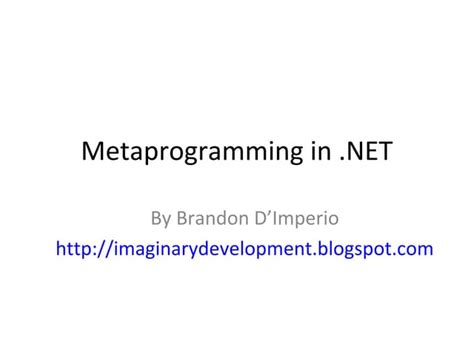Metaprogramming By Brandon Ppt