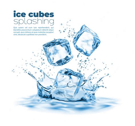 현실적인 얼음 조각과 코로나 물 스플래시 디자인 프리미엄 벡터