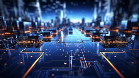 Connected Microchips With Circuit Diagram Background Generate Ai Stock