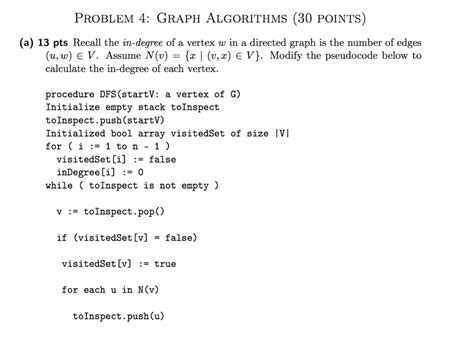 Solved PROBLEM GRAPH ALGORITHMS POINTS A Pts Chegg