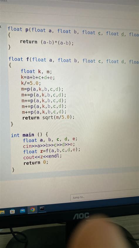 solved find the code that computes the standard deviation of