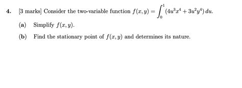 Solved 4 3 Marks Consider The Two Variable Function