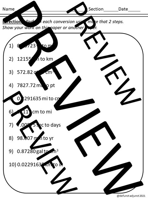 Dimensional Analysis And Unit Conversions 10 Multiple Step Problems For Chemistry And Physics