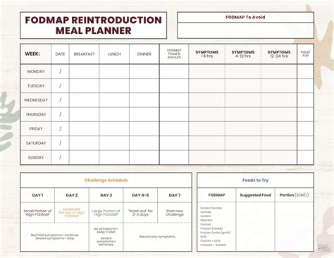 Low Fodmap Diet Reintroduction Meal Planner Etsy
