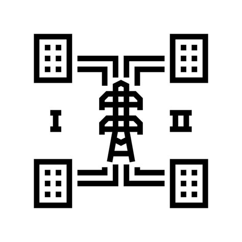 Distributed Generation Electric Grid Line Icon Vector Illustration