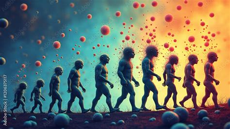 An Illustration Showing Bacterial Evolution Emphasizing Mutations And