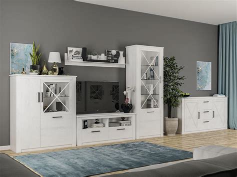 ᐉ Стінка у вітальню Світ меблів Ешлі 1 з ДСП МДФ Сосна Водевіль • Краща ціна в Києві Україні