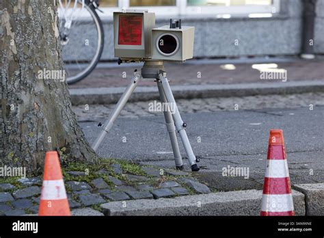 Radar Measuring Device Device On A Tripod At The Edge Of The Pavement