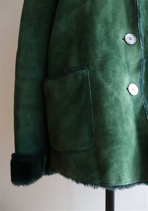 Green Shearling Jacket Made In Italy Meguru Vintage