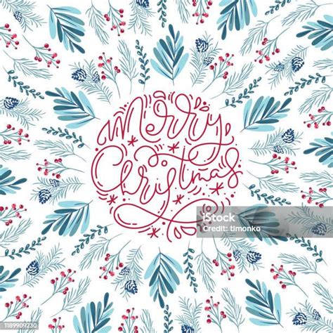 메리 크리스마스 단선 서예 문자 손으로 쓴 벡터 텍스트입니다 꽃 식물 크리스마스 요소와 인사말 카드 디자인 현대 겨울 시즌 엽서