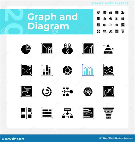 Graph And Diagram Black Glyph Icons Set On White Space Stock Illustration Illustration Of Flat