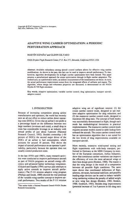Pdf Adaptive Wing Camber Optimization A Periodic Perturbation Approach
