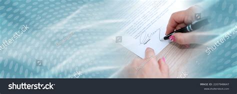 Woman Signing Legal Document Panoramic Banner Stock Photo 2207948647 Shutterstock