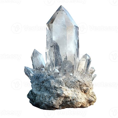 Cluster Of Clear Quartz Crystals With Hexagonal Structure And Pointed Terminations 53345257 Png