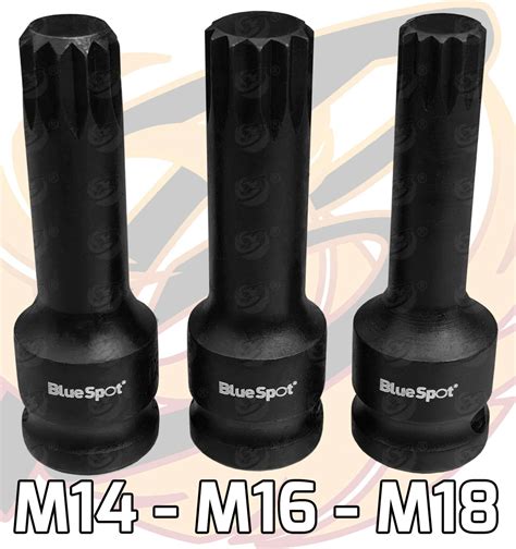 1 2 Impact Spline Bit Sockets M14 M16 M18 Deep Shallow Triple Square 12 Point Ebay