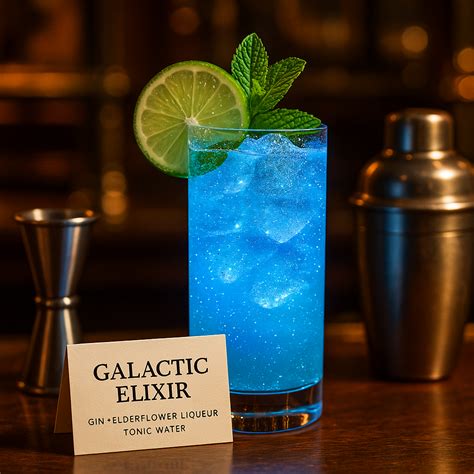 Galactic Elixir Celestial Cocktail With Glowing Effect For World Ufo Day