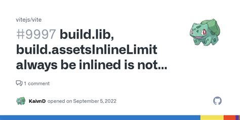 Buildlib Buildassetsinlinelimit Always Be Inlined Is Not Cool · Issue 9997 · Vitejsvite