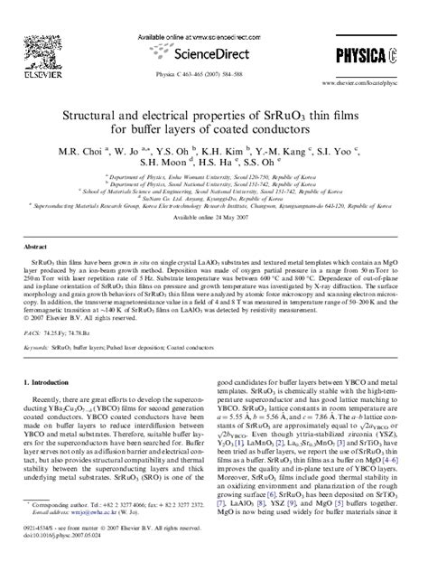 Pdf Structural And Electrical Properties Of Srruo3 Thin Films For