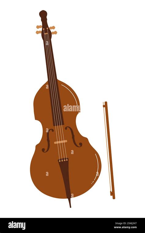 Elegant Wooden String Instrument And Bow Depicted In A Minimalist Style